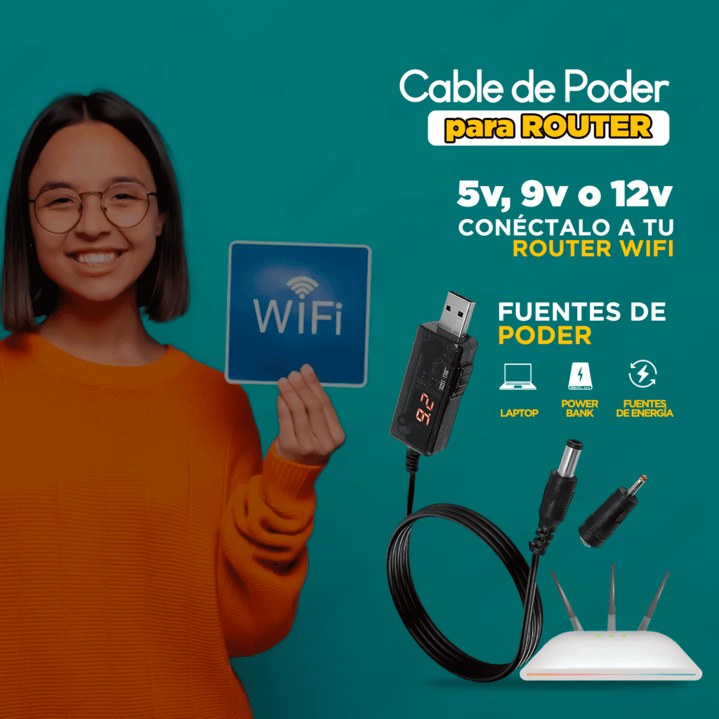 CABLE PODER ROUTER USB 5V A 12V / 9V BOOST POWER | Puerto Libre Ecuador
